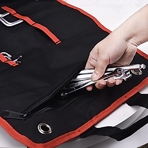 Roll Up Tool Bag, MPT Tool Organizer with 11 Toll Pouches Motorcycle Electricians Tool Bag Wrench Roll Up Pouch, Without Tools