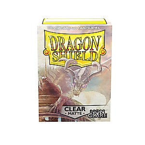 Dragon Shield Standard Size Sleeves – Matte Clear Non-Glare 100CT - Card Sleeves are Smooth & Tough - Compatible with Pokemon, Yugioh, & Magic The Gathering Card Sleeves – MTG, TCG, OCG, (ART11801)