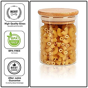 6 oz Glass Jars with Bamboo Lids , Borosilicate Glass Airtight Canisters sets, Glass Food Storage Container, Pantry Organization and Storage Jars, Kitchen Canisters Sets, Spice Jars of 15