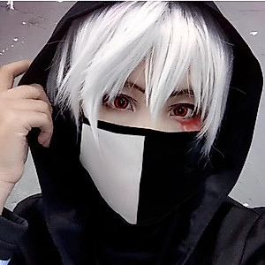 DAZCOS MCYT Ranboo Cosplay Black and White Mask Gloves Adjustable Face Cover Washable (black and white)