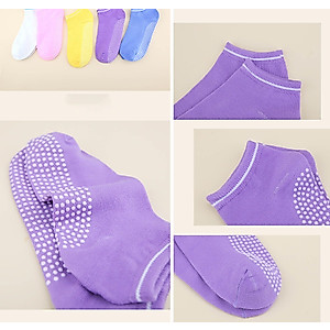 Yoga Socks Non Slip Grip Socks for Women Yoga Barre Pilates (Black,Pink,Grey,Blue -4Pairs)