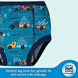 MooMoo Baby 6 Packs Potty Training Underwear Absorbent Vehicle Training Pants for Toddler Boys 2T-7T