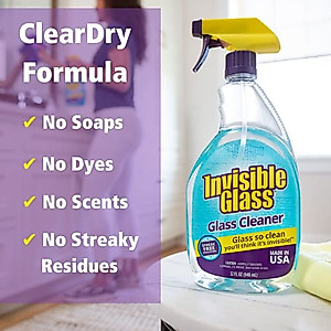 Invisible Glass 92194-2PK 32-Ounce Cleaner and Window Spray for Home and Auto for Streak-Free Shine Film-Free Glass Cleaner Safe for Tinted Windows and Windshield Film Remover, Pack of 2, clear