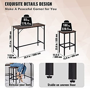 VEVOR 39" Bar Chairs Pub Table Set w/ 2 Stools, Brown