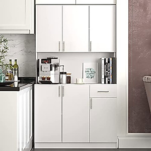 Kitchen Pantry Storage Cabinet 71” Pantry Large Kitchen White Freestanding Cabinet with 6 Doors and Drawer for Kitchen Dining Room, White