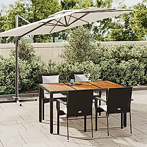 WFAUIBR Dining Set with Cushions 5 Piece Patio ，Lawn Chairs Set ，Outdoor Patio Sets，for Portico, Backyard, Balcony, Garden, Living Room，Black，5 Piece 59.1"