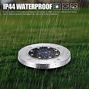 OurLeeme Solar Outdoor Lights Solar Powered Disk Lights 4 Pcs Solar Lights Outdoor Waterproof Solar Ground Lights 8 LED Solar Garden Lights Color Changing Landscape Lighting Pathway Lights