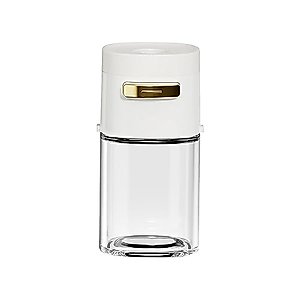ＫＬＫＣＭＳ Pepper Container, Seasoning Shaker, Push Type Salts Control Bottle Seasoning Jar, Ration Spice Dispenser for Camp, Kitchen, Salts, Spice, Sugar, White