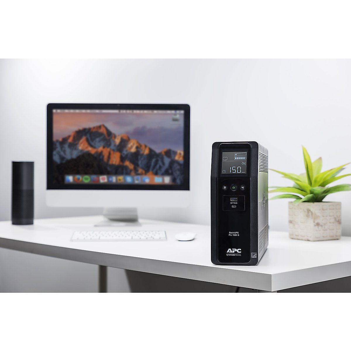 APC UPS BR1500MS, 1500VA Sine Wave UPS Battery Backup & Surge Protector, Backup Battery with AVR and LCD Display, 2 USB Charging Ports, Uninterruptible Power Supply, APC Back-UPS Pro Series (Renewed)