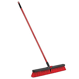 Libman Commercial 805 Multi-Surface Push Broom, 64" Length, 24" Width, Black/Red (Pack of 4)