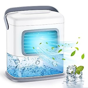 Air Choice Quiet Evaporative Air Cooling Cooler - 3 in 1 Mini Air Conditioner Cooling Fan, 12H Timer 500ML Water Tank, Adjustable Angles w/2 Speeds, Ideal for Desk Table Home Room Bedroom Office Dorm