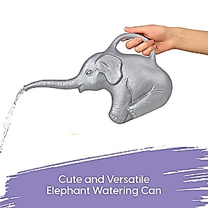 Bangerz Sunz Elephant Watering Can, 2 qts, Novelty Indoor Watering Can, Decorative and Functional Watering Can (63182) 0.5 Gallons, Gray