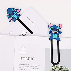 2 Pack St_Itch Bookmarks for Kids 3D Non-Slip Anime Cartoon Bookmark Page Holder Unique Gift Idea PVC Book Marker Reading Accessories for 100th Day of School Gift,Girls,Book Lovers,Students,Christmas