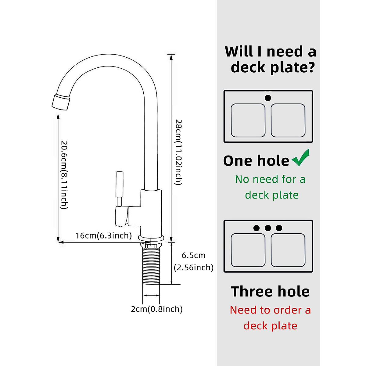 Cold Water Only Faucet SUS304 Stainless Steel Faucet for Kitchen Sink