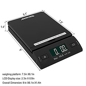 Accuteck 50 lb All-in-One Black Digital Shipping Postal Scale with Adapter (W-8250-50B)
