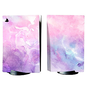 PlayVital Pink Watercolor Full Set Skin Decal for ps5 Console Disc Edition, Sticker Vinyl Decal Cover for ps5 Controller & Charging Station & Headset & Media Remote