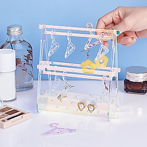 PH PandaHall Acrylic Earring Holder, Coat Hanger Jewelry Display 52 Holes Dangle Earring Hanging Organizer Acrylic Ear Studs Display Rack for Retail Show Personal Exhibition, 5.5x3.2x5.9inch