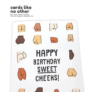 Sleazy Greetings Funny Birthday Card For Women or Men - 5 x 7 Inch Adult For Friend Bday Card with Matching Envelope - Happy Birthday Sweet Cheeks!