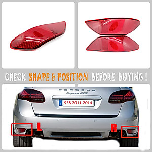 Trimla Rear Reflector for 11-14 Porsche Cayenne 92A 958 Fit Basic Turbo GTS Sport S 3.0L 3.6L 4.8L 2011 2012 2013 2014 bumper Left Right Driver Side 95863110500 95863110600 (Left)