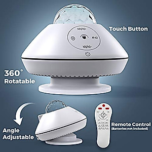 Star Projector Night Light Projector with Remote Control LED Galaxy Ocean Wave Projector Bluetooth Music Speaker for Bedroom, Game Rooms, Party, Home Theatre, Night Light Ambiance, EURPMASK