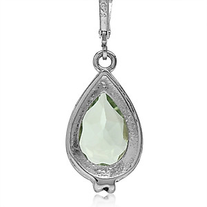 Silvershake 5.44ct. 12x8mm Natural Pear Shape Green Amethyst 925 Sterling Silver Flower Drop Leverback Earrings