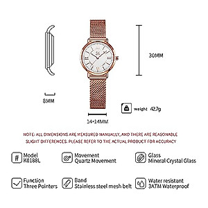 SHENGKE Minimalist Watch (Love Me Tender Love Me Home) Casual Fashion Wrist Watch Mesh Numerals Golden