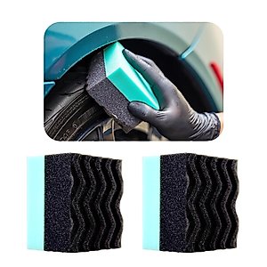 Kewucn Large Tire Dressing Applicator Pad, 2 Pack Wavy Contour Tire Polish Sponge for Tire Shine Car Wax Compound and Polish, Reusable Sponge Cleaning Supplies, Car Accessories