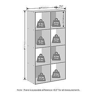 Furinno Pelli Cubic Storage Cabinet, Bookcase, Bookshelf, 8-Cube, White