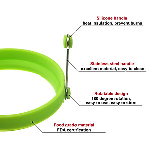 8 Packs Silicone Egg Rings, 4 Inch Food Grade Egg Cooking Rings, Non Stick Fried Egg Ring Mold, Pancake Breakfast Sandwiches, with 2 Silicone Brushes
