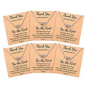 UPROMI Bridesmaids Gifts Wedding Day Thank You Tie the Knot Necklace Bridesmaid Necklace Set of 6 Bridesmaids Proposal Gifts for Woman