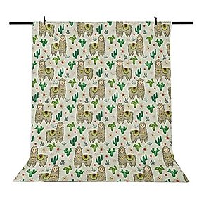 3x5 FT Vinyl Photography Background Backdrops,Flora and Fauna of The South America Llama and Cactus Plants Hand Drawn Illustration Background for Selfie Birthday Party Pictures Photo Booth Shoot