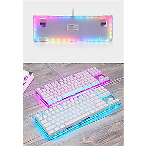 QHH Mechanical Gaming Keyboard RGB LED Rainbow Backlit Wired Keyboard with Red Switches for PC/Gamer, Typist