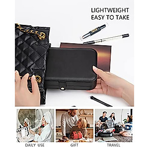 V-LAFUY Small Jewelry Box, Travel Jewelry Case Portable Jewelry Boxes for Women, 2-Layer Travel Jewelry Box, Gift for Women Girls, Women's Day gifts, Black N