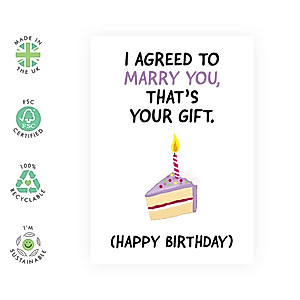 CENTRAL 23 Funny Wife Birthday Card - 'I Agreed To Marry You' - Hilarious Husband Birthday Card - Fiance Birthday Card For Her Him Men Women - Comes With Fun Stickers