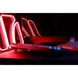 i-rocks K73M Mechanical Gaming Keyboard with Media Control Knob, 107 Keys, PBT Keycaps, Multimedia Hotkeys, Detachable USB-C Cable (Cherry MX Brown Switches, Cyberpunk Blue)