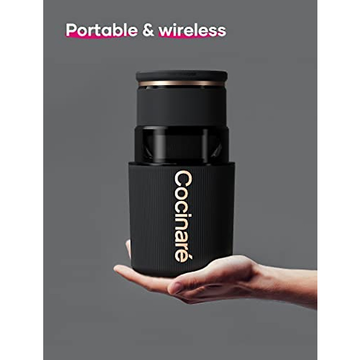 Cocinare KRUSH Ice Cream Maker, Wireless & Portable, Sorbet Gelato Maker, Frozen Yogurt Machine for Homemade & Outdoor, Grey