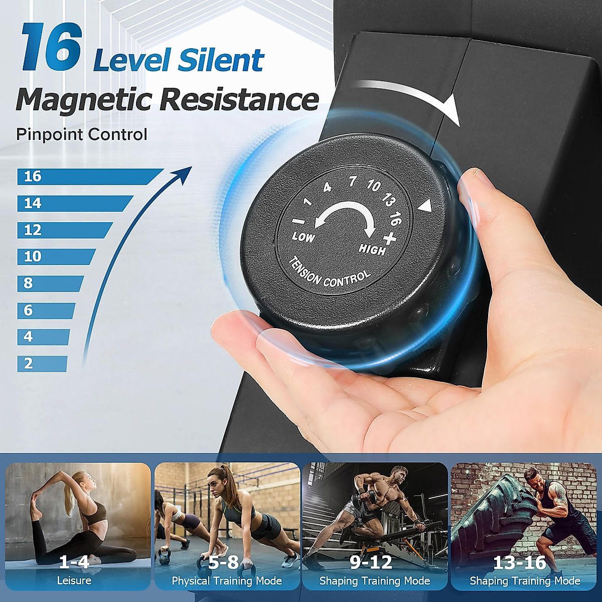 Dripex Rowing Machines for Home Use, Rowing Machine Max 350 LBS, Professional Magnetic Rower with 16 Levels of Workout Resistance, Durable Slide Rail, LCD Monitor, Row Machine for Gym Exercise