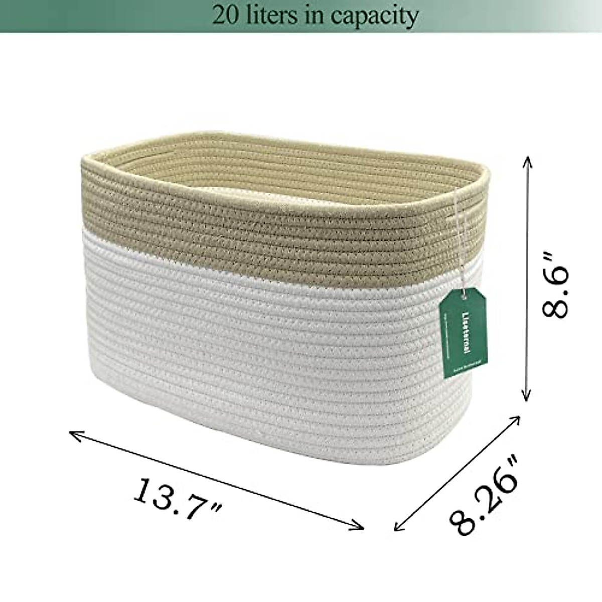 Liseternal Cotton Rope Woven Basket - Versatile Storage Solution for Home Organization - 20L Capacity