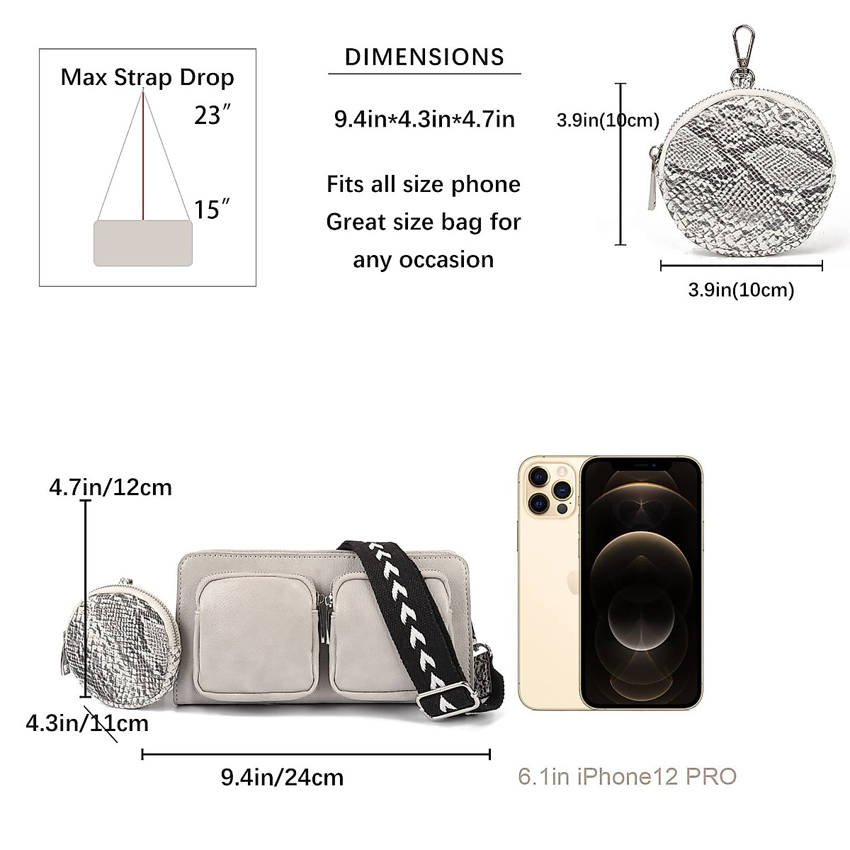 Small Crossbody Bag Leather Shoulder Bag for Women Stylish Designer Purses Retro Wallet Handbags with Coin Purse