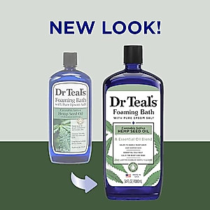 Dr Teal's Foaming Bath with Pure Epsom Salt, Cannabis Sativa Hemp Seed Oil, 34 fl oz (Pack of 4) (Packaging May Vary)