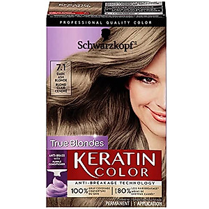 Schwarzkopf Keratin Color Permanent Hair Color Cream 7.1 Dark Ash Blonde, 1 Kit