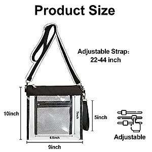 Dotpraise Clear Crossbody Purse Bag Stadium Approved with Extra Wristlet for Concert, Security & Sporting Event