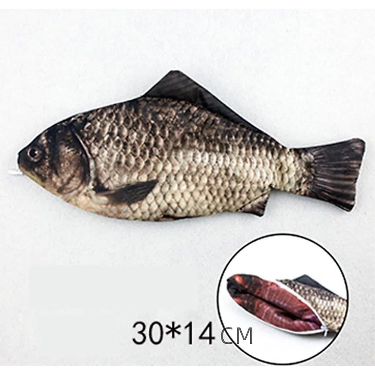 Interesting New Fish Shaped Pencil Case, 2024 Waterproof Stationery Pouch, Soft Stain-Resistant Quirky Zippered Fish Coin purse Storage bag, Lifelike Fish Pencil Pouch School Office Supplies (E)