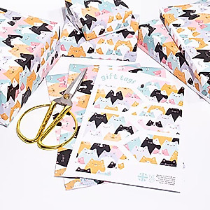 CENTRAL 23 Cats Wrapping Paper - 6 Sheets of Birthday Gift Wrap for Her - Kitten Kities - Fun Gift Wrap for Cat Owner - For Fur Mom - Pastel Colors - Recyclable