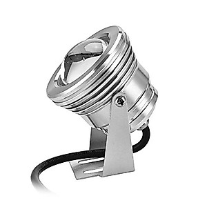 Omabeta 12V 10W RGB Waterproof Aquarium LED Spotlight Lamp Submersible Spotlight Led Light Underwater Spotlight Night Light Lamp for Fish Tank Pool Garden Underwater Black 7.5x9.3 cm(Silver)