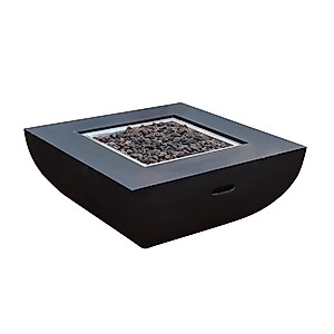 Aurora Concrete Fire Pit 34" x 34" Outdoor Patio Firepit Includes Lava Rocks Modern Fire Pits & Outdoor Fireplaces for Garden, Deck, Indoor & Outdoor Heating
