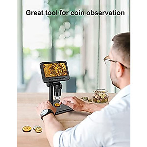 5" Coin Microscope 1200X with 32GB SD Card,Leipan 1080P Wireless LCD Digital Microscope with 8 LED Lights,PC View,Photo/Video Capture for Kids Adults,Compatible with Windows iPhone Android iPad