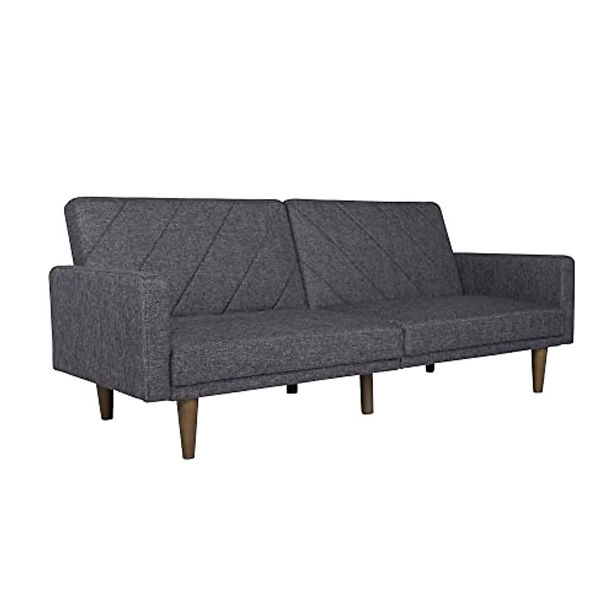 DHP Paxson Convertible Futon Couch Bed with Linen Upholstery and Wood Legs - Grey, Twin