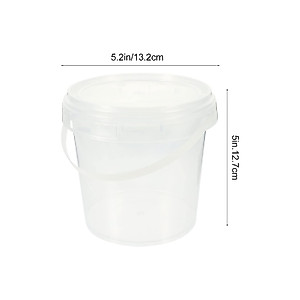 Clear Plastic Ice Cream Bucket: 10Pcs 1L Small Transparent Buckets with Lids Handles Reusable Food Container for Ice Cube Dry Fruits Nuts Grains