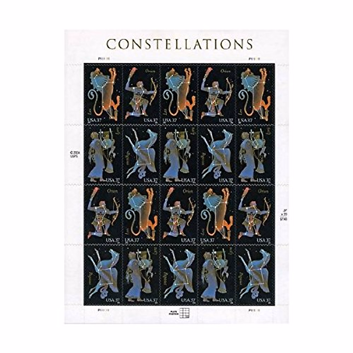 Constellations Sheet of Twenty 37 Cent Stamps Scott 3945-48